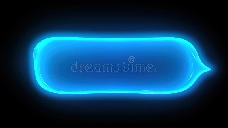 Trendy Neon Blue Speech Bubble Icon with Glowing Message on Transparent ...
