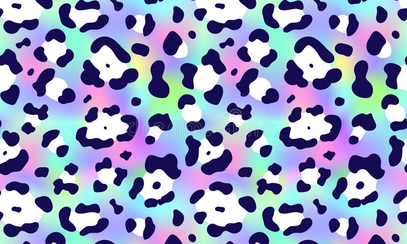 Trendy Neon Leopard Pattern Horizontal Background. Vector Rainbow Wild ...