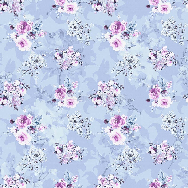 2066805392 Seamless Watercolor Flower Design with Digital Style Stock ...