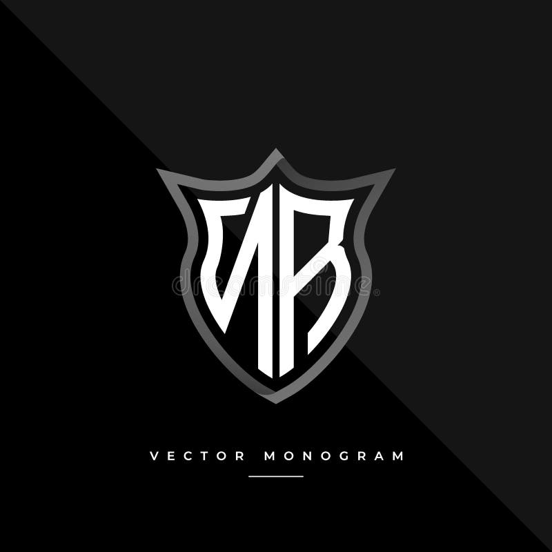 Trendy NR Monogram on the Shield Isolated on Dark Background. Silver ...