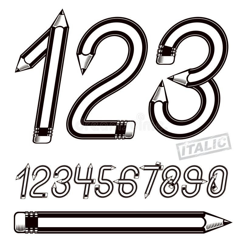 Trendy Numbers Collection, Vector Numeration Created Using Stationery ...