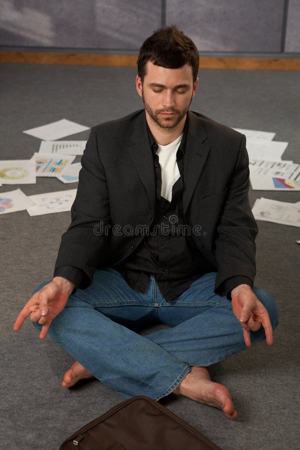 Trendy Office Worker Meditating Stock Photo - Image of casual ...