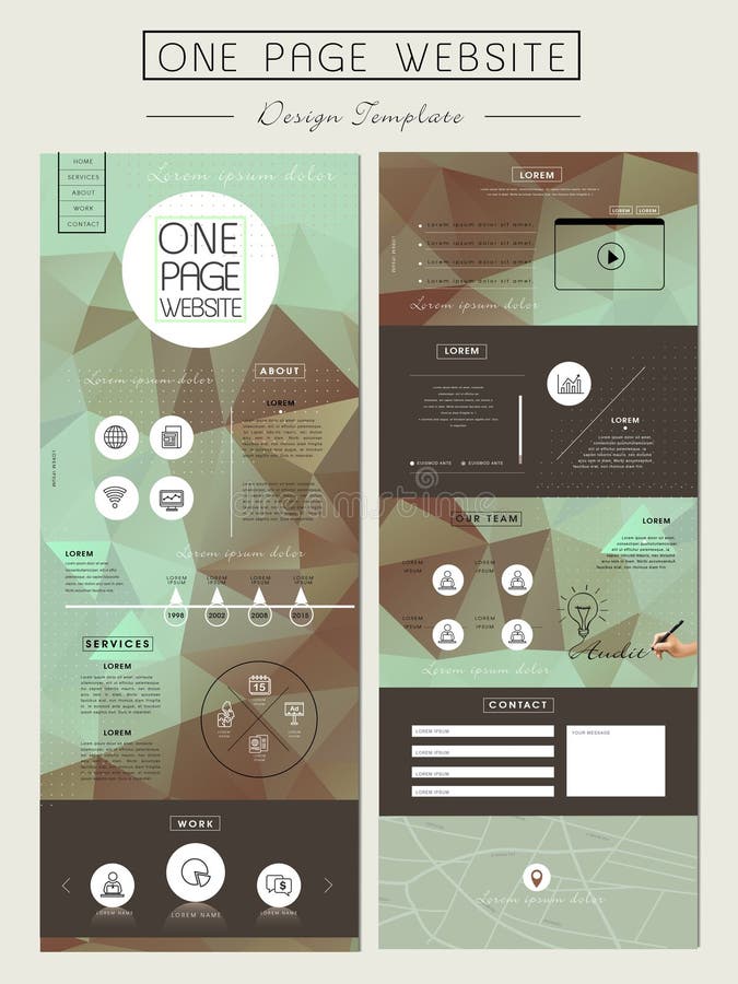 Trendy One Page Website Template Design Stock Vector - Illustration of ...