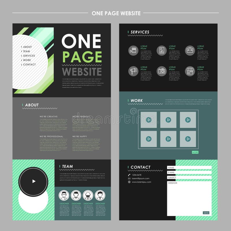 Modern One Page Website Template Design Stock Illustration ...