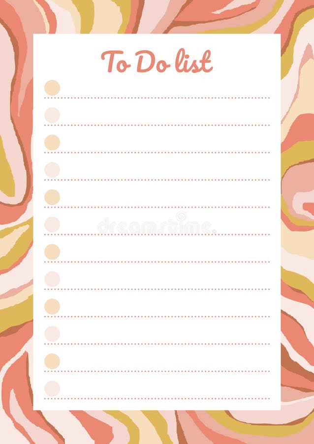 Abstract Fun To Do List Template with Notes on Liquid Background in ...