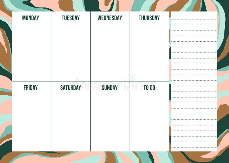 Abstract Weekly Planning Template with Notes on Berry Background in ...