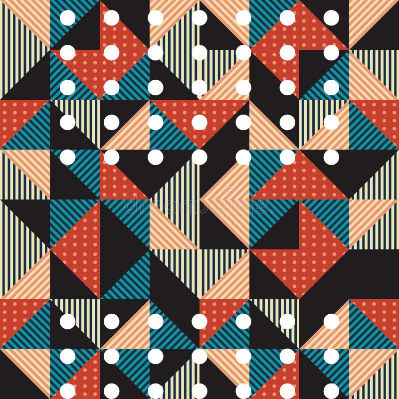 Trendy Pattern Background with Abstract Triangle Memphis 90s Vintage ...