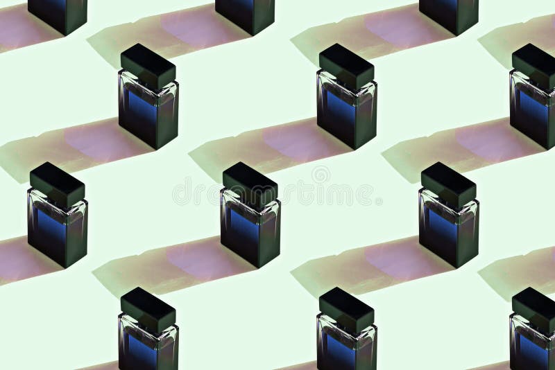 Trendy Pattern of Perfume Water Bottles on White Background Stock ...