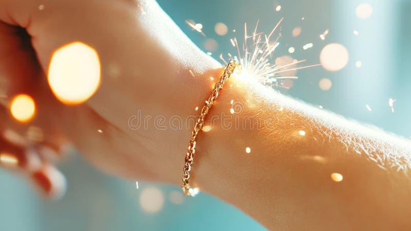 Trendy Permanent Gold Bracelet Welding on Wrist Stock Illustration ...