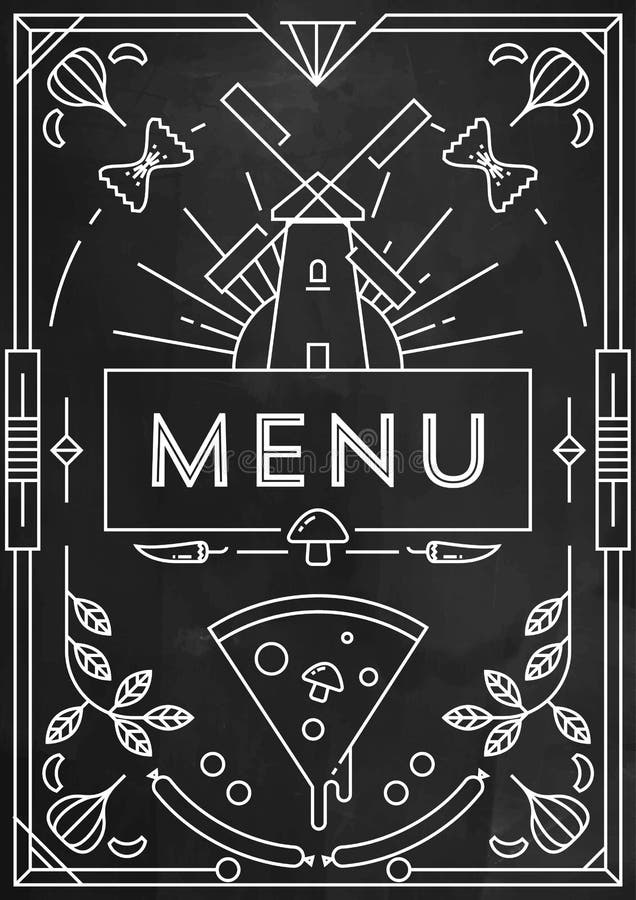 Trendy Pizza Menu Design with Linear Icons Stock Vector - Illustration ...