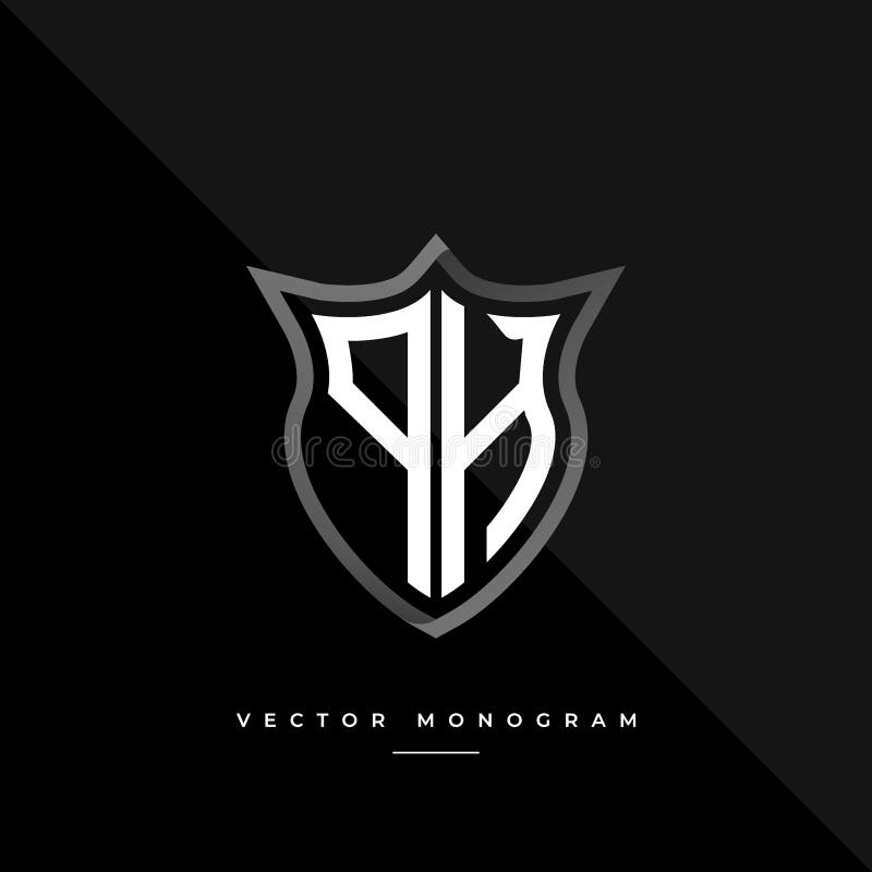 Trendy PK Monogram on the Shield Isolated on Dark Background. Silver ...