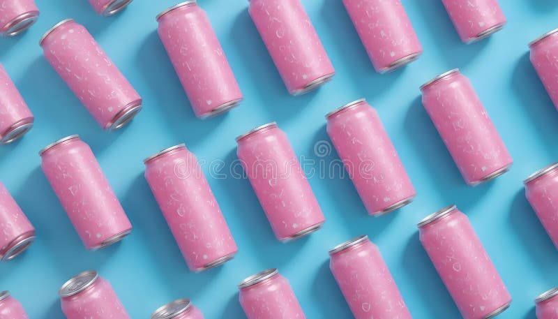 Trendy Pop Art Pink Can Design on Blue Backdrop Stock Illustration ...