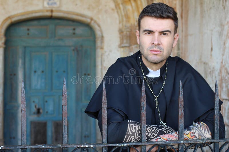 Priest Looking Up Head Eyes To Heaven Sky Stock Image - Image of ...