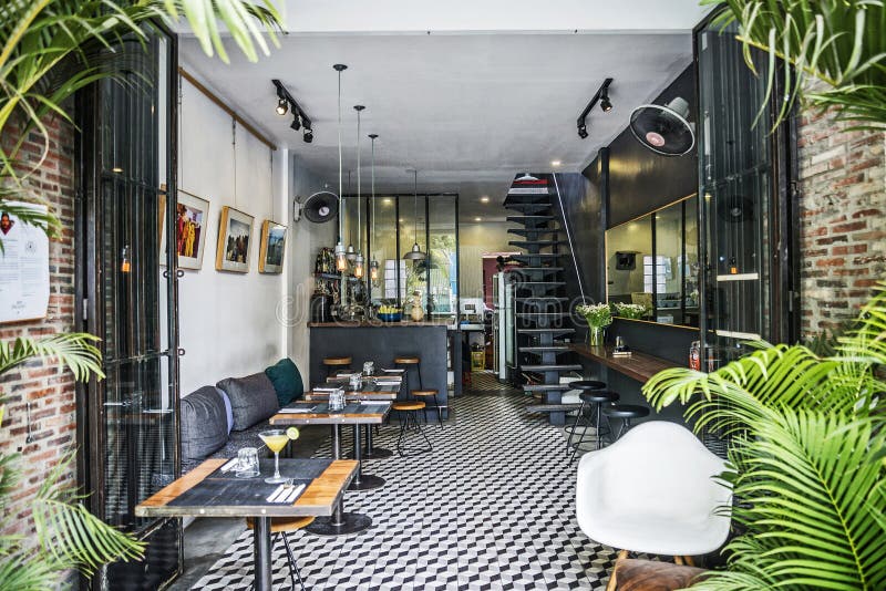 Trendy Retro Style Restaurant Interior Design Editorial Image - Image ...