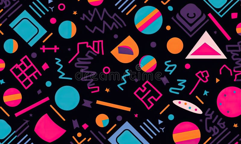 Trendy 80s Abstract Shapes and Lines on Background. Creating Using ...
