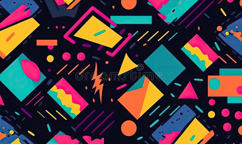 Trendy 80s Abstract Shapes and Lines on a Background Creating Using ...