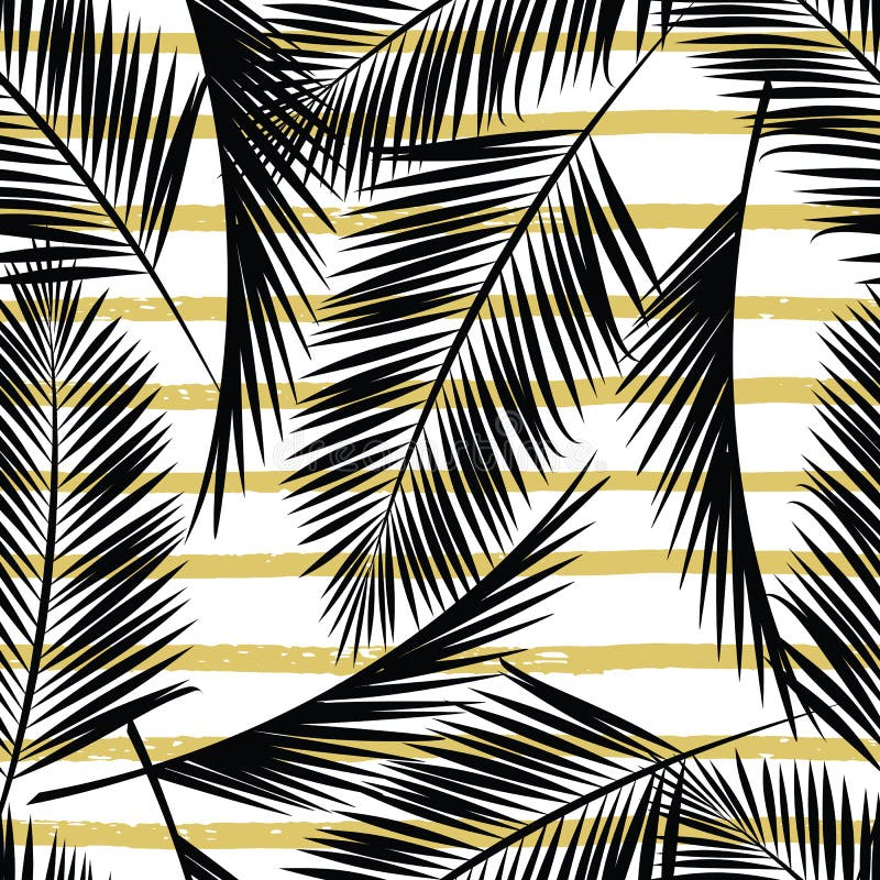 Trendy Seamless Exotic Pattern with Palm and Geometric Elements. Stock ...