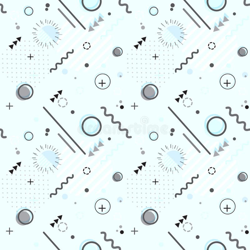 Trendy Seamless, Memphis Style Valentines Geometric Pattern, Vector ... Trendy Seamless, Memphis Style Valentines Geometric Pattern, Vector ...
