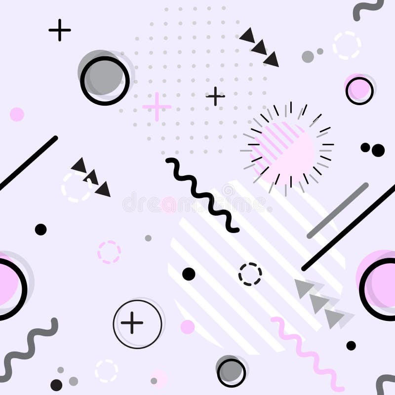 Trendy Seamless, Memphis Style Valentines Geometric Pattern, Vector ... Trendy Seamless, Memphis Style Valentines Geometric Pattern, Vector ...