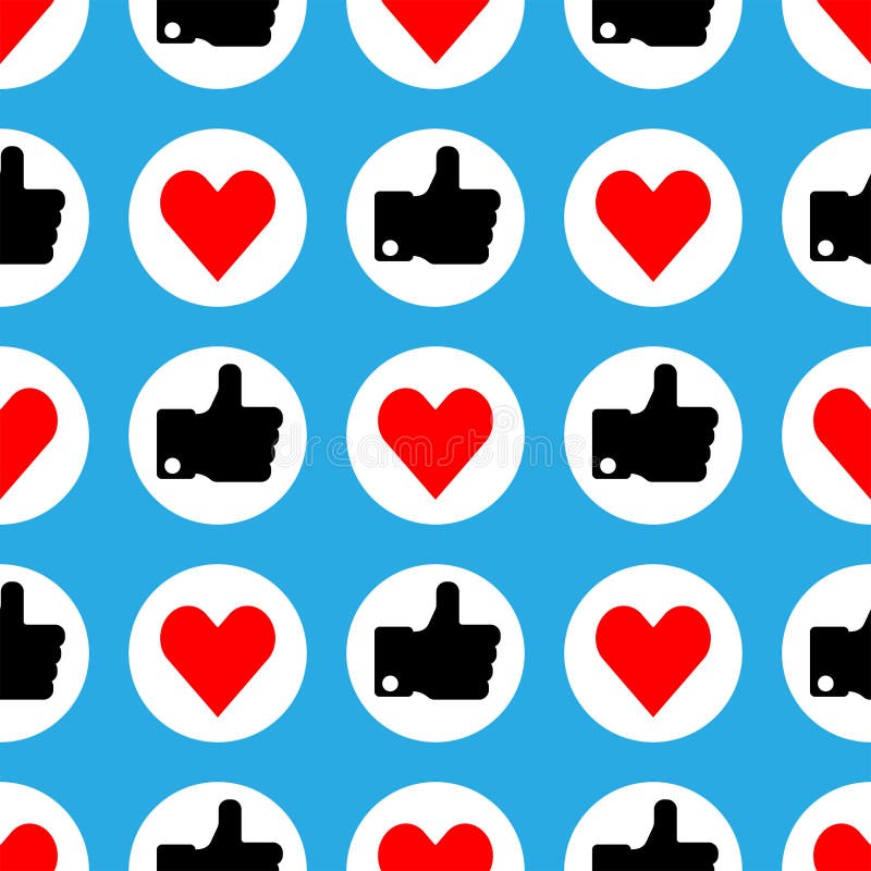 Trendy Seamless Pattern with Likes and Hand Raised Thumb. Youth Print ...
