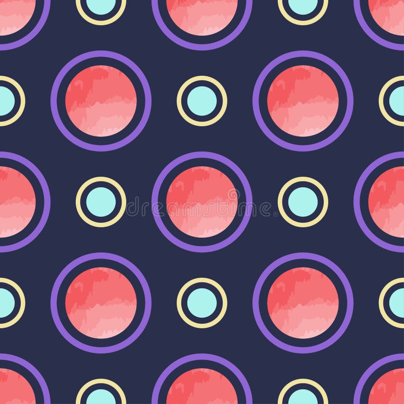 Trendy Seamless Vector Polka Dots And Circles Pattern With Deep Navy
