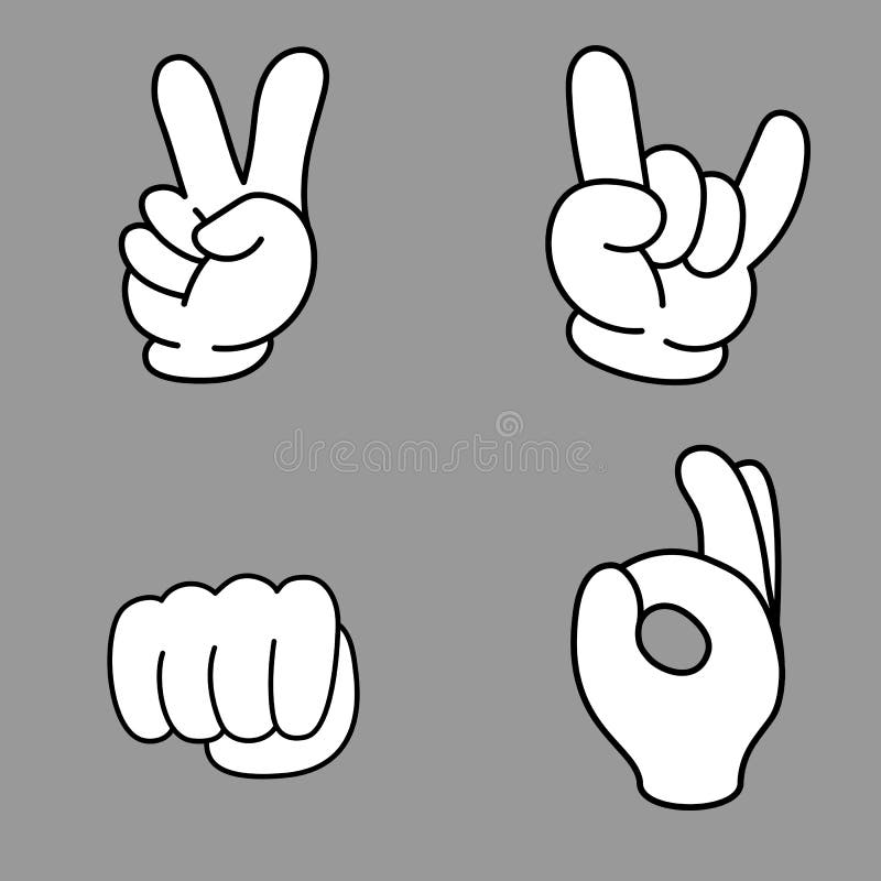 Trendy Set of Stylish Cartoon Hands Showing Different Gestures Stock ... Trendy Set of Stylish Cartoon Hands Showing Different Gestures Stock ...