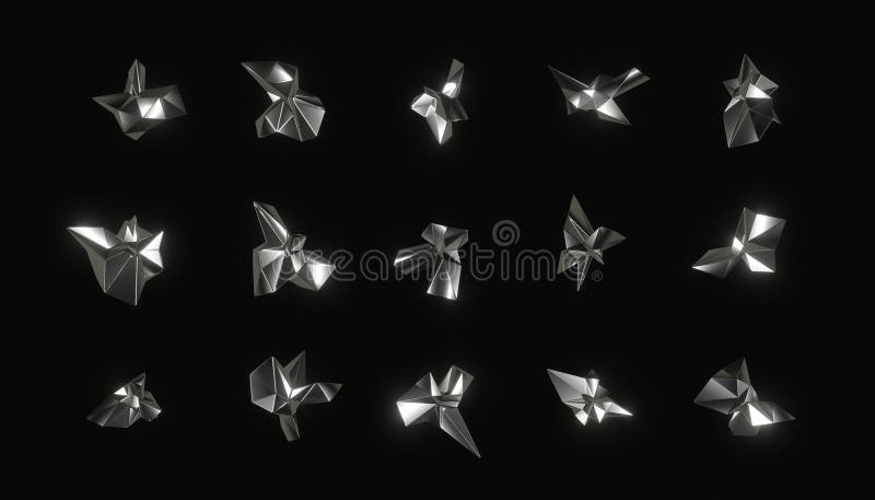 Trendy Sharp Abstract Chromic Elements Set, 3d Render Stock ...