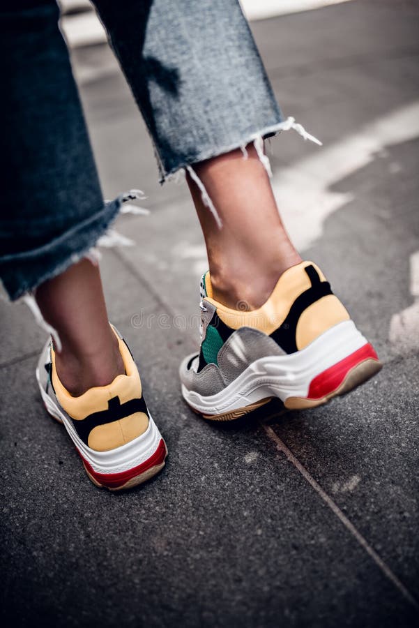 Trendy shoes in outdoor stock image. Image of comfortable - 120556507