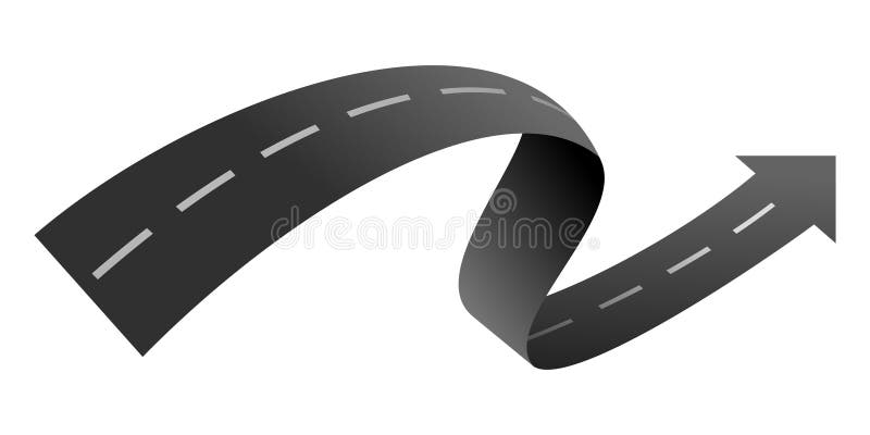 Trendy Simple Abstract Asphalt Road or Winding Way Arrow Vector ...