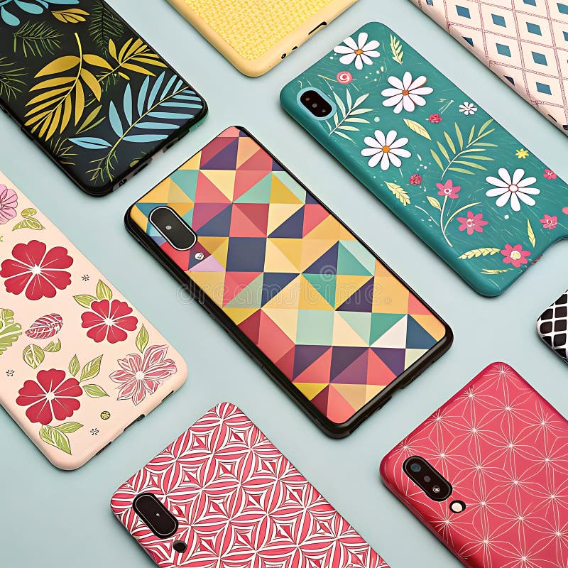 Trendy Smartphone Surrounded by Colorful Stylish Customizable Cases ...