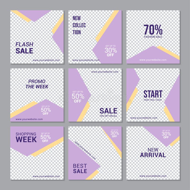 Trendy Square Social Media Post Templates Set. Vol 29 Stock Vector ...