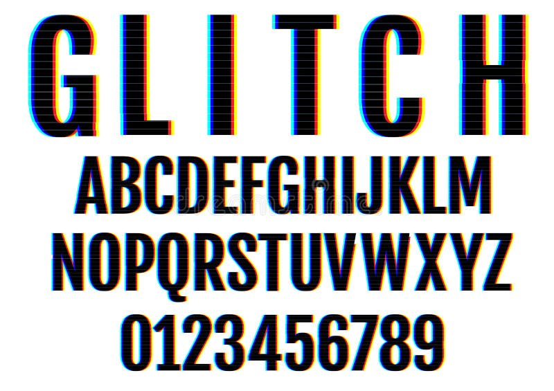 Trendy Style Distorted Glitch Typeface. Letters and Numbers Vector ...
