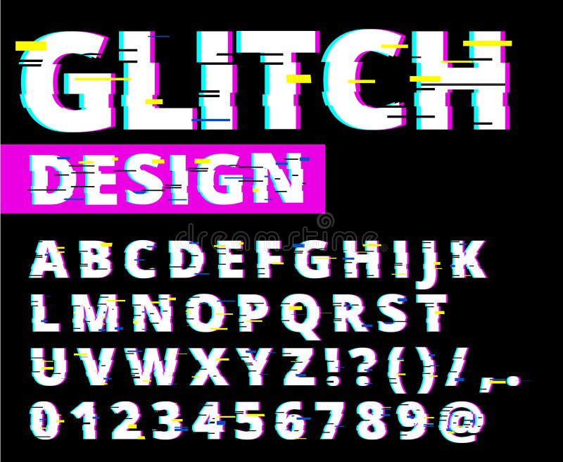 Trendy Style Distorted Glitch Typeface. Letters and Numbers Vector ...