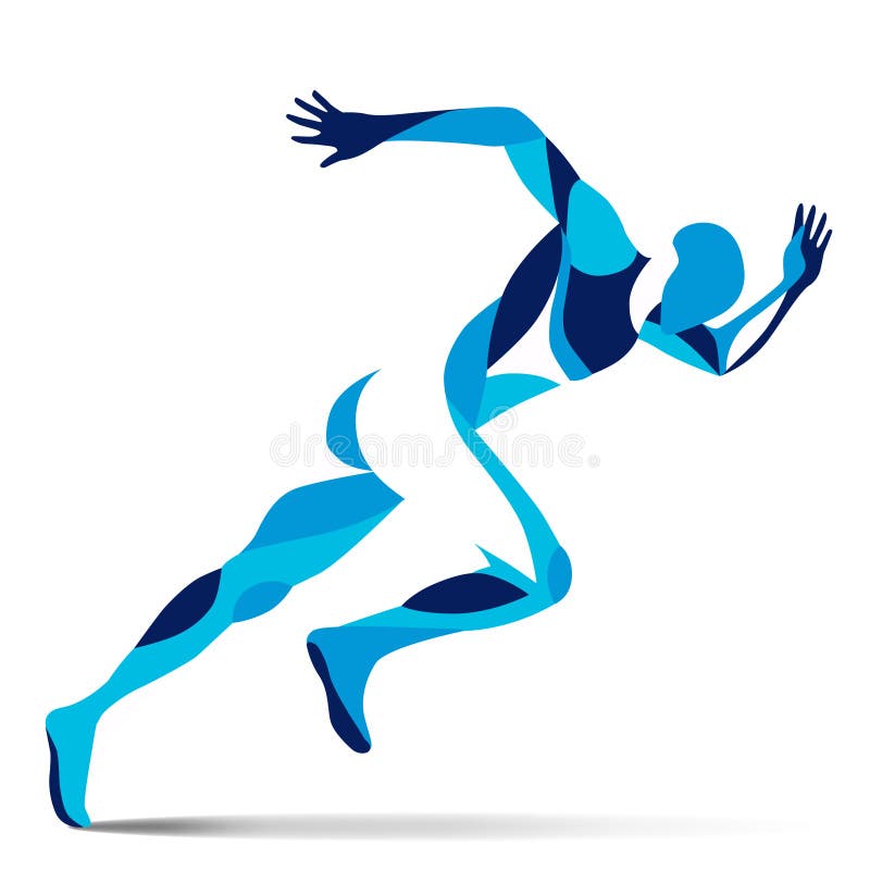 Trendy Stylized Illustration Movement, Running Man, Line Vector ...
