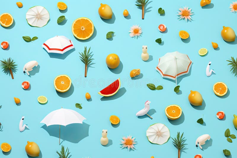 Trendy Sunlight Summer Pattern Made with Various Summer Things on ...