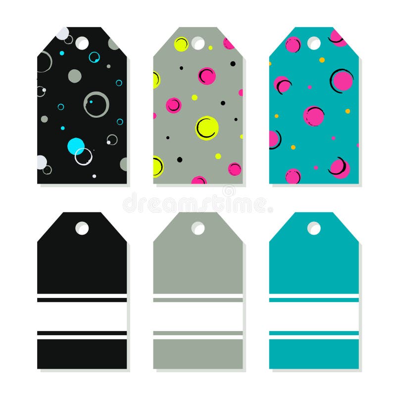 Trendy Tag Set with Polka Dot, Circle Pattern. Stock Vector ...