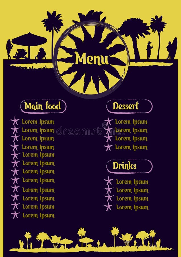 Trendy Tropical Jungle Style Vector Menu Stock Vector - Illustration of ...