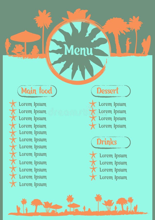 Trendy Tropical Jungle Style Vector Menu Stock Vector - Illustration of ...