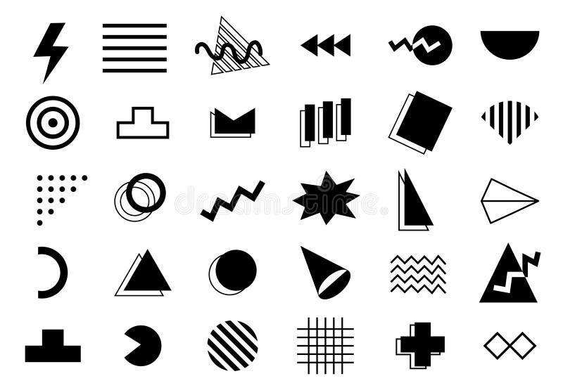 Trendy Vector Geometric Shapes Set. Retro 1990s Stock Vector ...