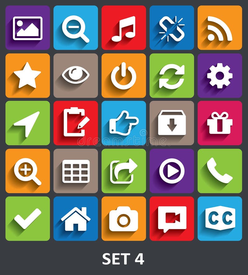 Trendy Vector Icons with Shadow. Stock Vector - Illustration of ...