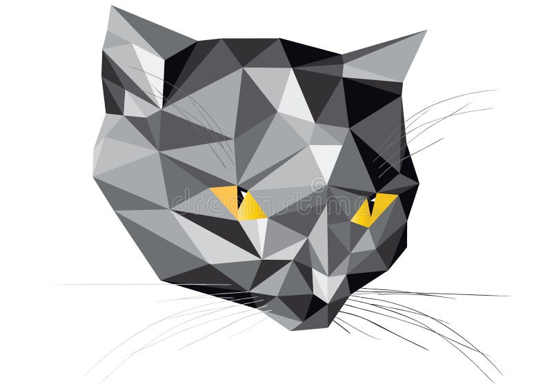 Trendy Vector Illustration of Low Polygons Cat Head Stock Vector ...