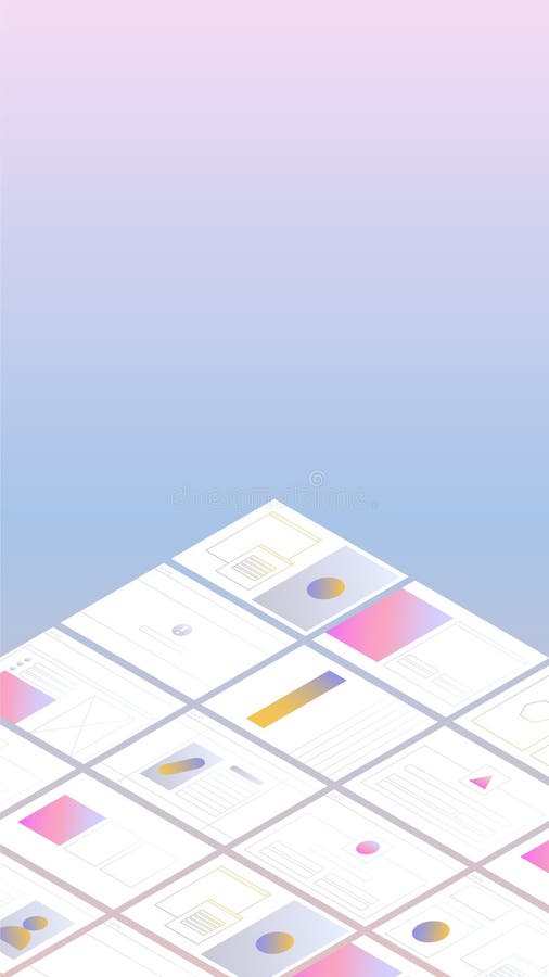 Trendy Vector Illustration with Web Pages and User Interfaces. Vertical ...