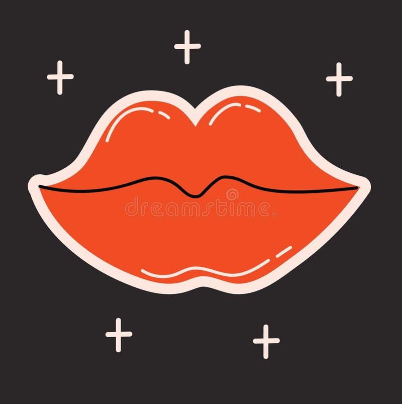 Trendy Vector Illustrations Funny Face Patch, Stamp or Sticker with ...