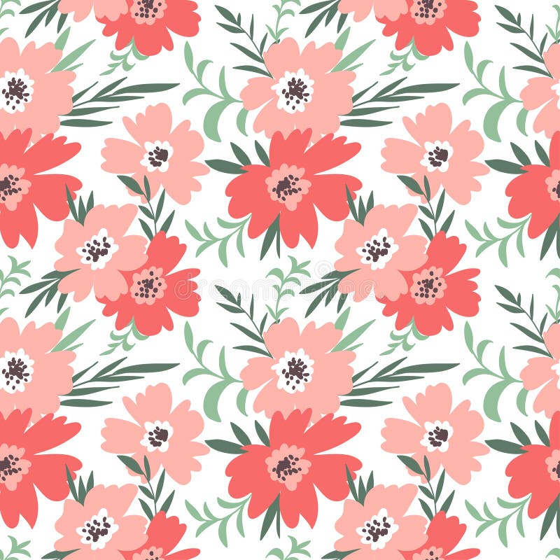 Trendy Vector Seamless Floral Ditsy Pattern. Fabric Design with Simple ... Trendy Vector Seamless Floral Ditsy Pattern. Fabric Design with Simple ...
