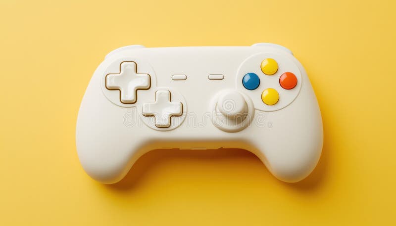 Trendy White Joystick Gamepad and Console in Yellow Stock Photo - Image ...