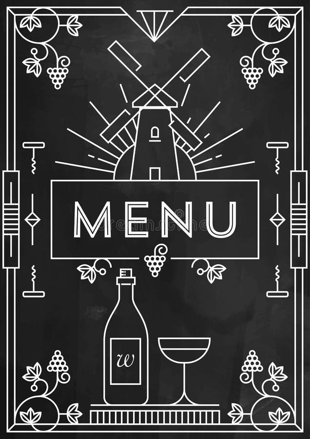 Trendy Wine Menu Design with Linear Icons Stock Vector - Illustration ...