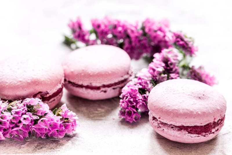 Trendy Woman Pattern with Spring Flowers and Macaroons on Plate Stock ...