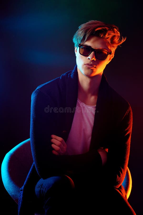 Cool Stylish Man In Black Jacket And Sunglasses High Fashion Male