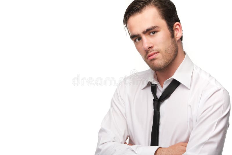 Trendy Young Man with Necktie Isolated on White Stock Image - Image of ...