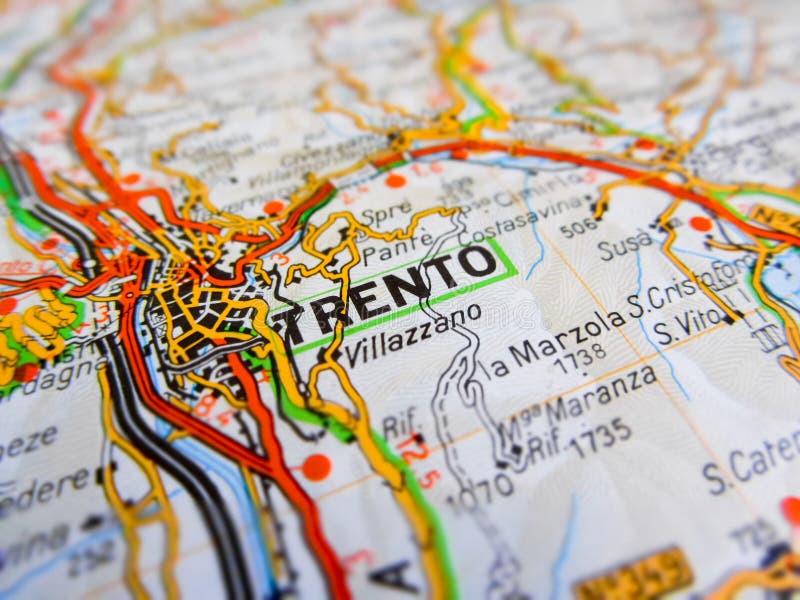 Trento City Over a Road Map ITALY Stock Image - Image of cartography ...